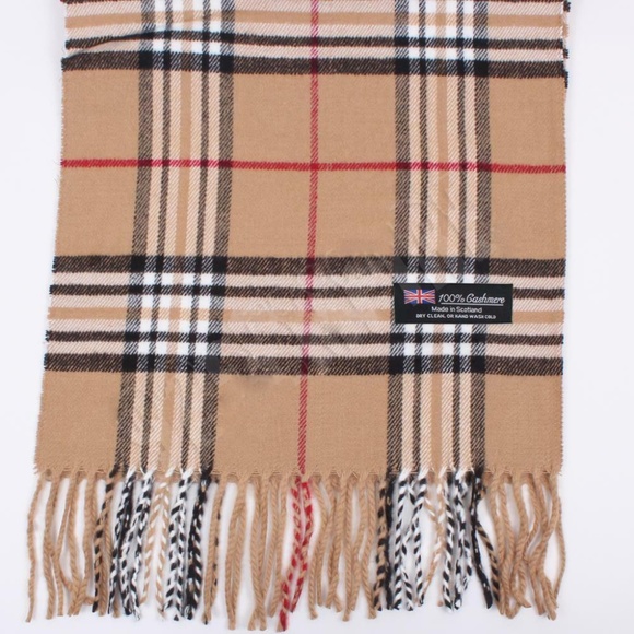 Accessories | Camel Plaid Cashmere Scarf New | Poshmark